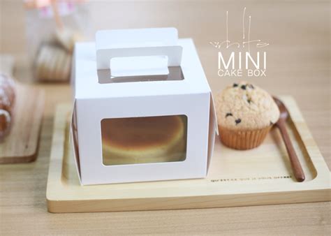 Bakingfarm 베이킹팜 미니 케이크상자 화이트 투명창 골드 받침포함