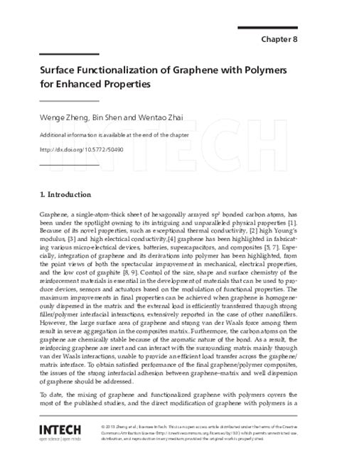 Pdf Surface Functionalization Of Graphene With Polymers For Enhanced