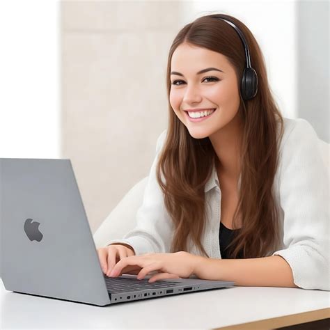 Premium Ai Image Young Beautiful Woman Smiling Happy And Working