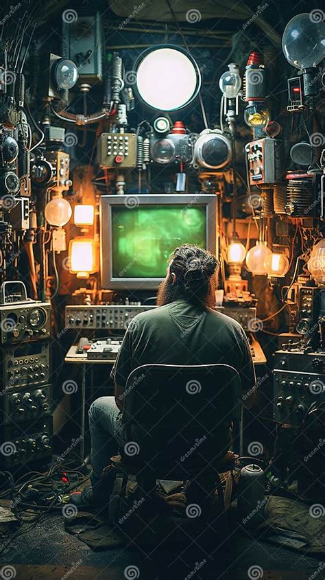 digital command center man engaged in a room of computers and