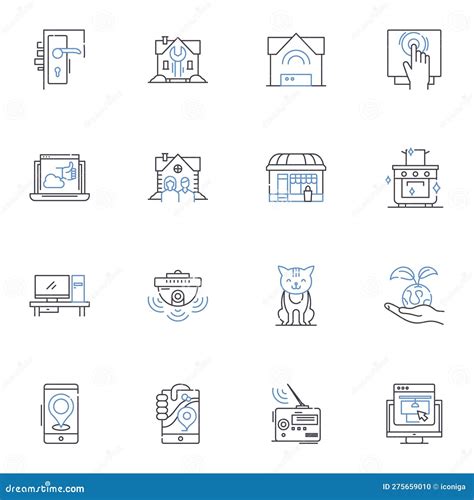 Automated Home Line Icons Collection Smart Convenient Connected Automated Modern Efficient