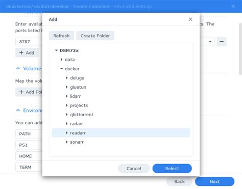 readarr in container manager on a synology nas