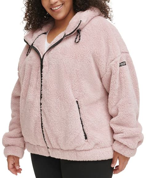Calvin Klein Plus Size Sherpa Oversized Hooded Jacket Macys
