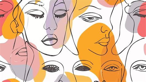 Abstract Line Art Woman Seamless Pattern Background For Design Projects Premium AI Generated