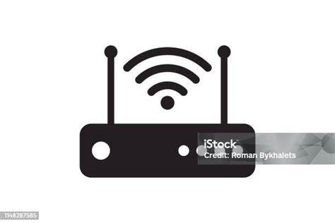 와이파이 연결의 라우터 아이콘 표시 파도 흰색 배경에 고립 된 인터넷 네트워크 모뎀 고체에 대한 스톡 벡터 아트 및 기타 이미지