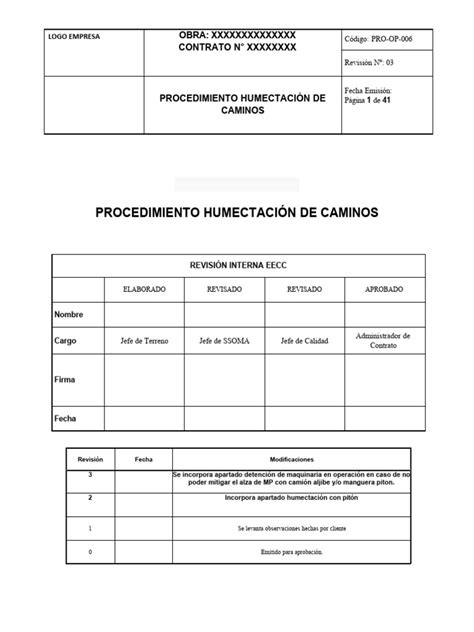Procedimiento De Humectación De Caminos Pdf Agua Neumático