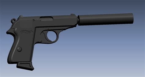 Walther Ppk Silencer And Full Model Pinshape