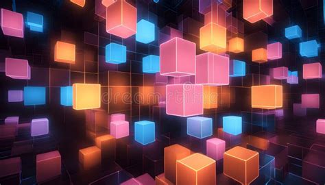 A Dynamic And Captivating 3d Render Showcasing A Series Of Interconnected Cubes Each Emitting