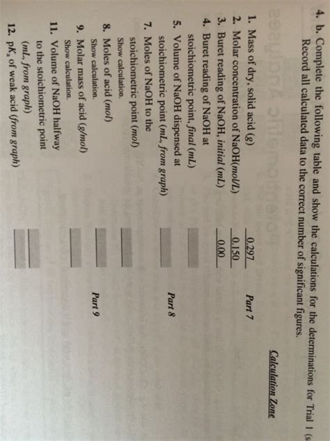 solved complete the following table and show the