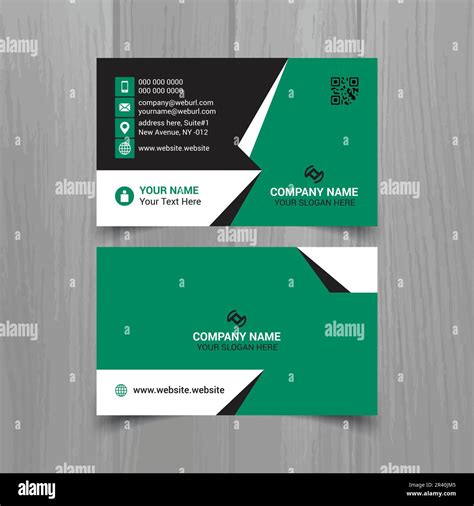 horizontal green and deep grey color business card vector template simple clean layout design