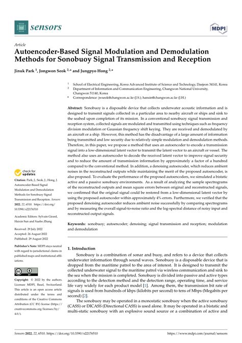 PDF Autoencoder Based Signal Modulation And Demodulation Methods For Sonobuoy Signal