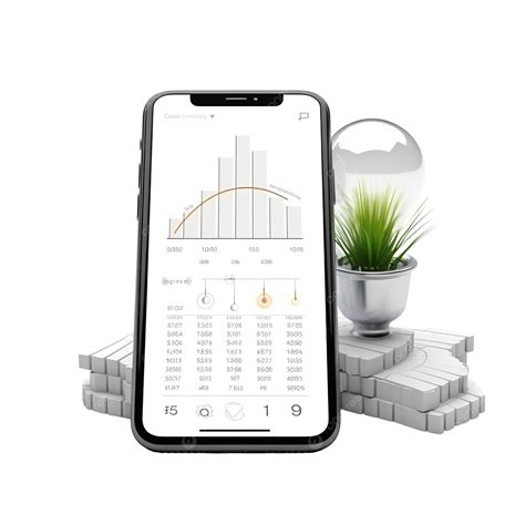 3d Render Of Bar Graph With Pie Chart Light Bulb Over Smartphone Screen