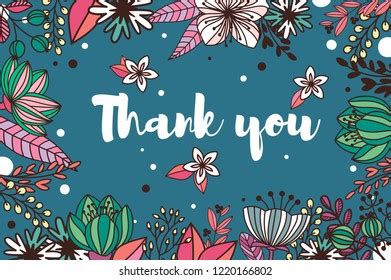 Thank You Card Hand Drawn Flowers Stock Vector Royalty Free