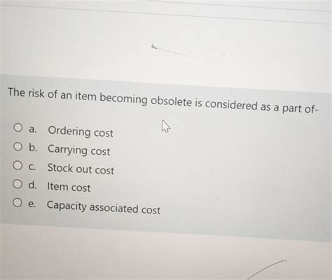 Solved The Risk Of An Item Becoming Obsolete Is Considered
