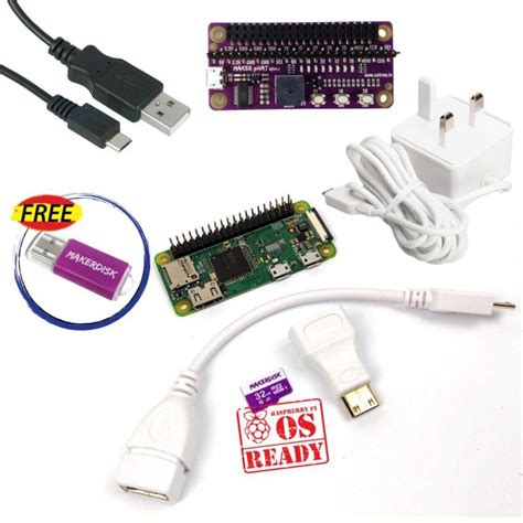 Raspberry Pi Zero Wh Basic Kit With Maker Phat
