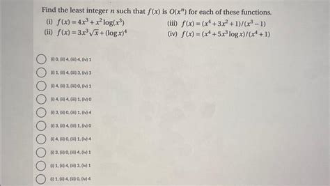 Solved Find The Least Integer N Such That Fx Is Oxn For