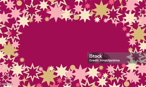 자홍색 배경에 고립 된 많은 금색과 분홍색 별들로 만든 축제 프레임 벡터 일러스트 레이 션 0명에 대한 스톡 벡터 아트 및 기타 이미지 Istock