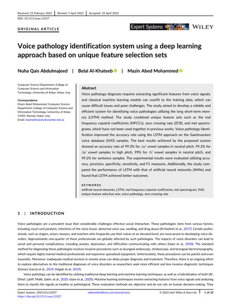 Voice Pathology Identification System Using A Deep Learning Approach