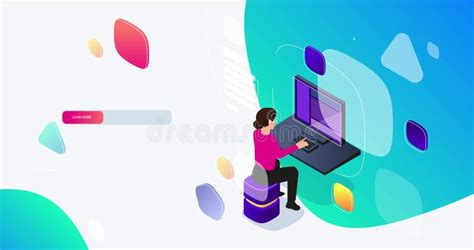 App Development Moving Banner With Female Programmer Writing Code And