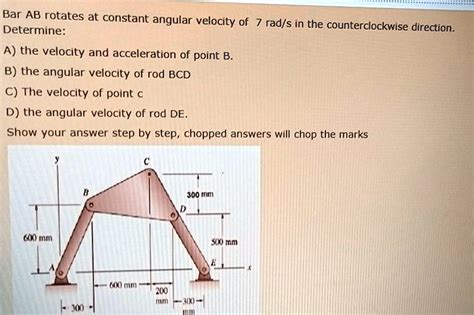 Solved Bar Ab Rotates At A Constant Angular Velocity Of Determine Rads In The