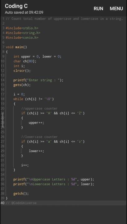 Counting Uppercase And Lowercase In String Coding C Shorts Youtube