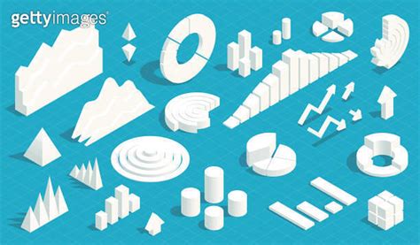 Isometric Infographic Elements Business Data Report Charts And Graphs