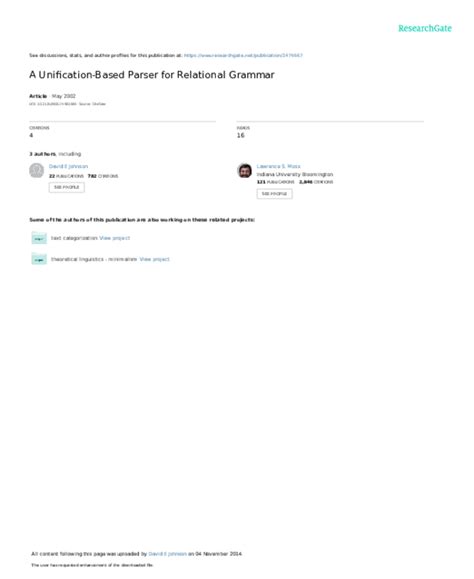Pdf A Unification Based Parser For Relational Grammar