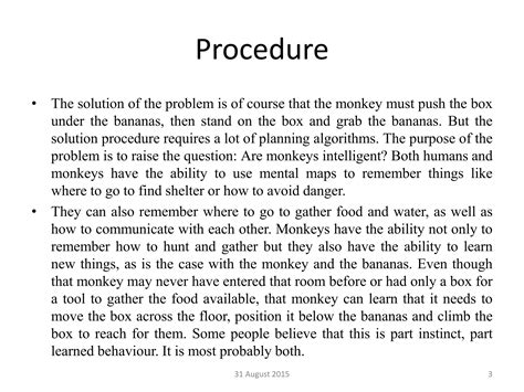 Lecture Monkey Banana Problem PPTX Science