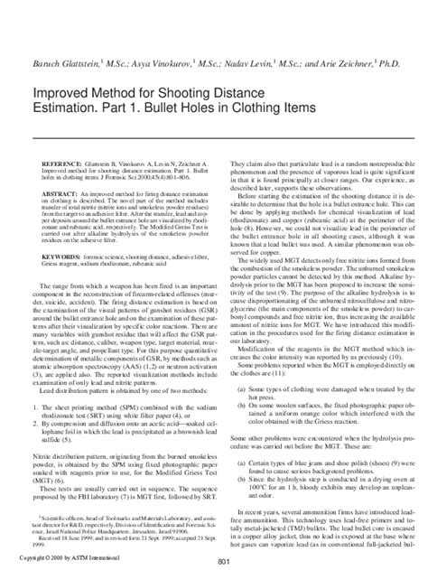 Pdf Improved Shooting Distance Estimation Part I Bullet Holes In