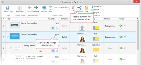 adjusting slide duration