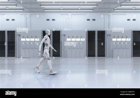 Automation Semiconductor Manufacturing With 3d Rendering Robot Working In Semiconductor Factory