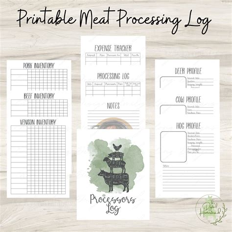 Meat Processing Log Printable Homestead Binder Processors Log Meat Inventory Tracker Cattle