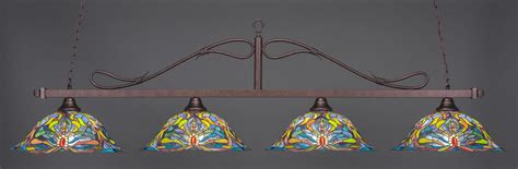 Scroll 4 Light Bar Shown In Bronze Finish With 19″ Kaleidoscope Art