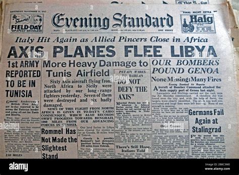 Axis Planes Flee Libya Front Page Newspaper Headline In Wwii In