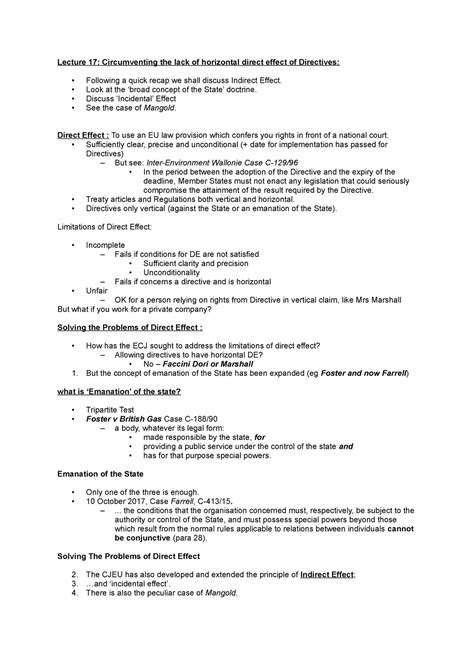 Lecture 17circumventing The Lack Of Horizontal Direct Effect Of Directives Look At The ‘broad