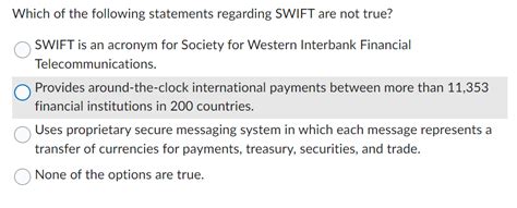 which of the following statements regarding swift are