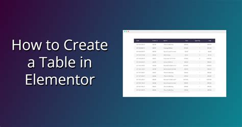 How To Create A Table In Elementor