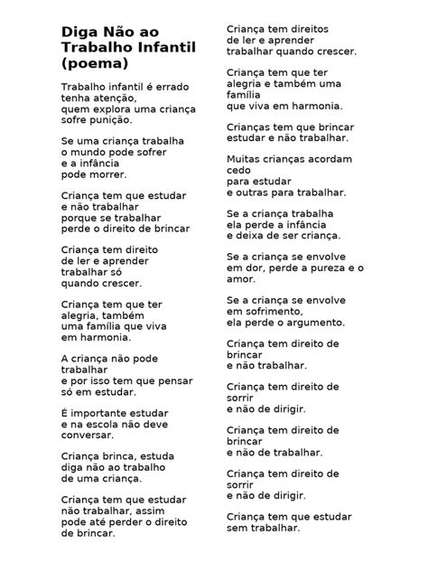 Diga Não Ao Trabalho Infanti1 Pdf