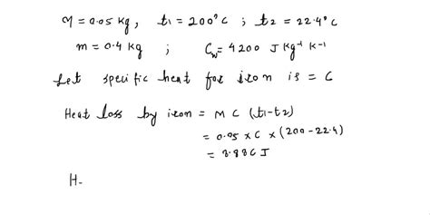 Solved A 0 050 Kg Ingot Of Metal Is Heated To 200 0Â°c And Then Dropped Into A Calorimeter