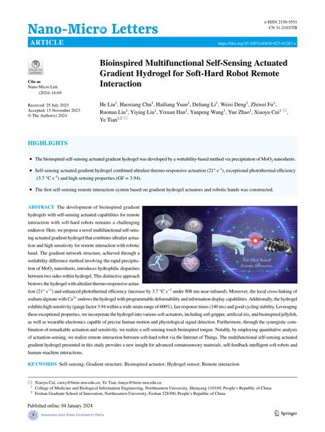 Pdf Bioinspired Multifunctional Self Sensing Actuated Gradient