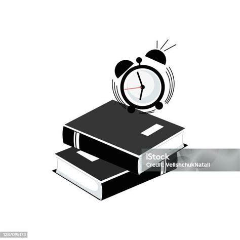 책 시간 벡터 엠블럼 템플릿 알람 시계 책 알람 시계가 있는 학교 벡터 일러스트레이션 2에 대한 스톡 벡터 아트 및 기타 이미지