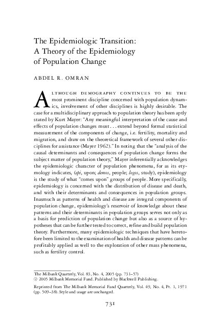 Pdf The Epidemiologic Transition A Theory Of The Epidemiology Of