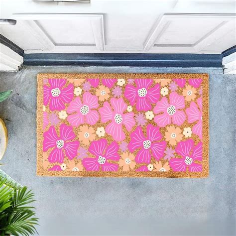 Floral Decor Spring Mat Welcome Mat Pink Decor Etsy Pink Decor