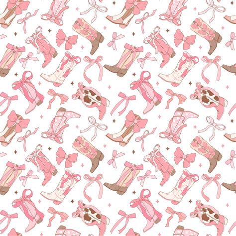 Premium Vector Coquette Pink Cowgirl Boots Pattern Seamless Girly