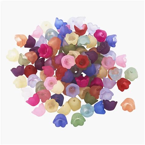 100 шт 10x6 мм разноцветные прозрачные матовые Цветочные акриловые бусины для самостоятельного