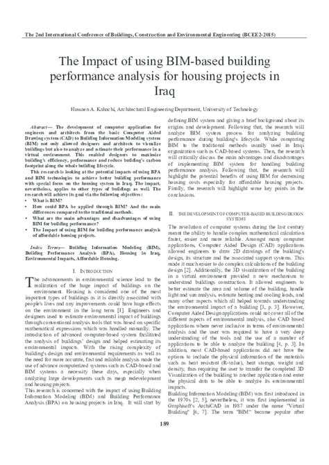 pdf the impact of using bim based building performance analysis for