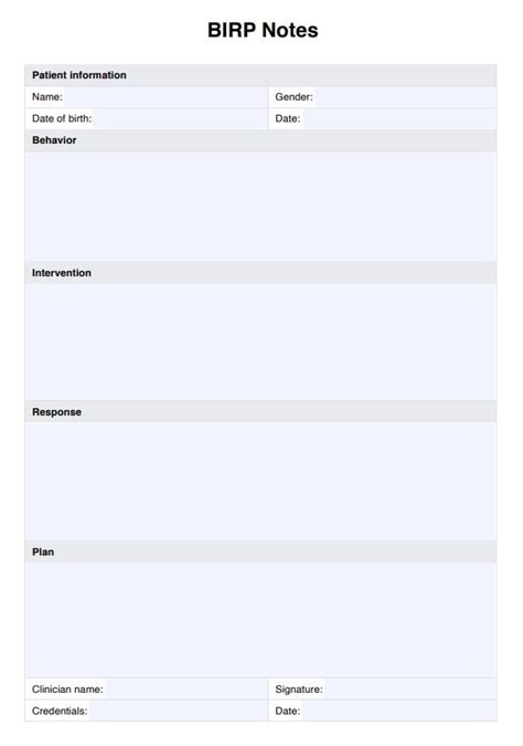 Birp Notes Template