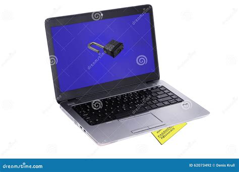Unsecured Laptop With Password Under Keyboard Stock Photo Image 62073492