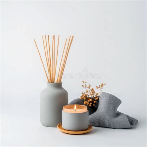 A Cozy Arrangement Of A Diffuser Lit Candle And Soft Fabric Creates A