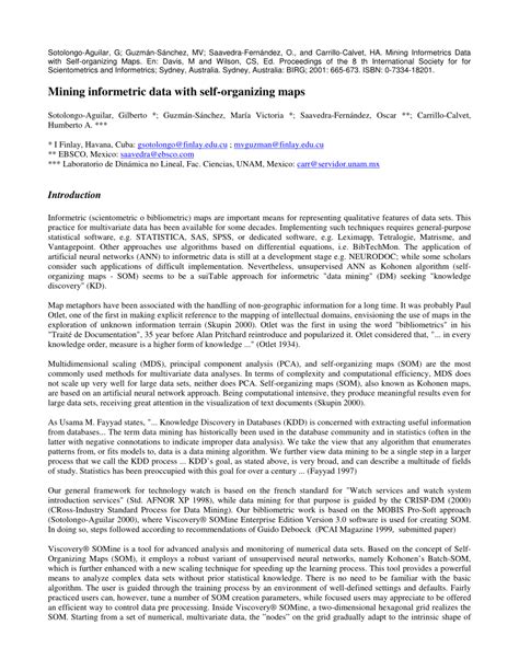 Pdf Mining Informetric Data With Self Organizing Maps